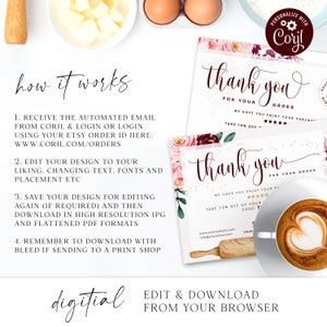 Thank You Card Editable Template, Bakery Thank You Card, Premade Thank ...