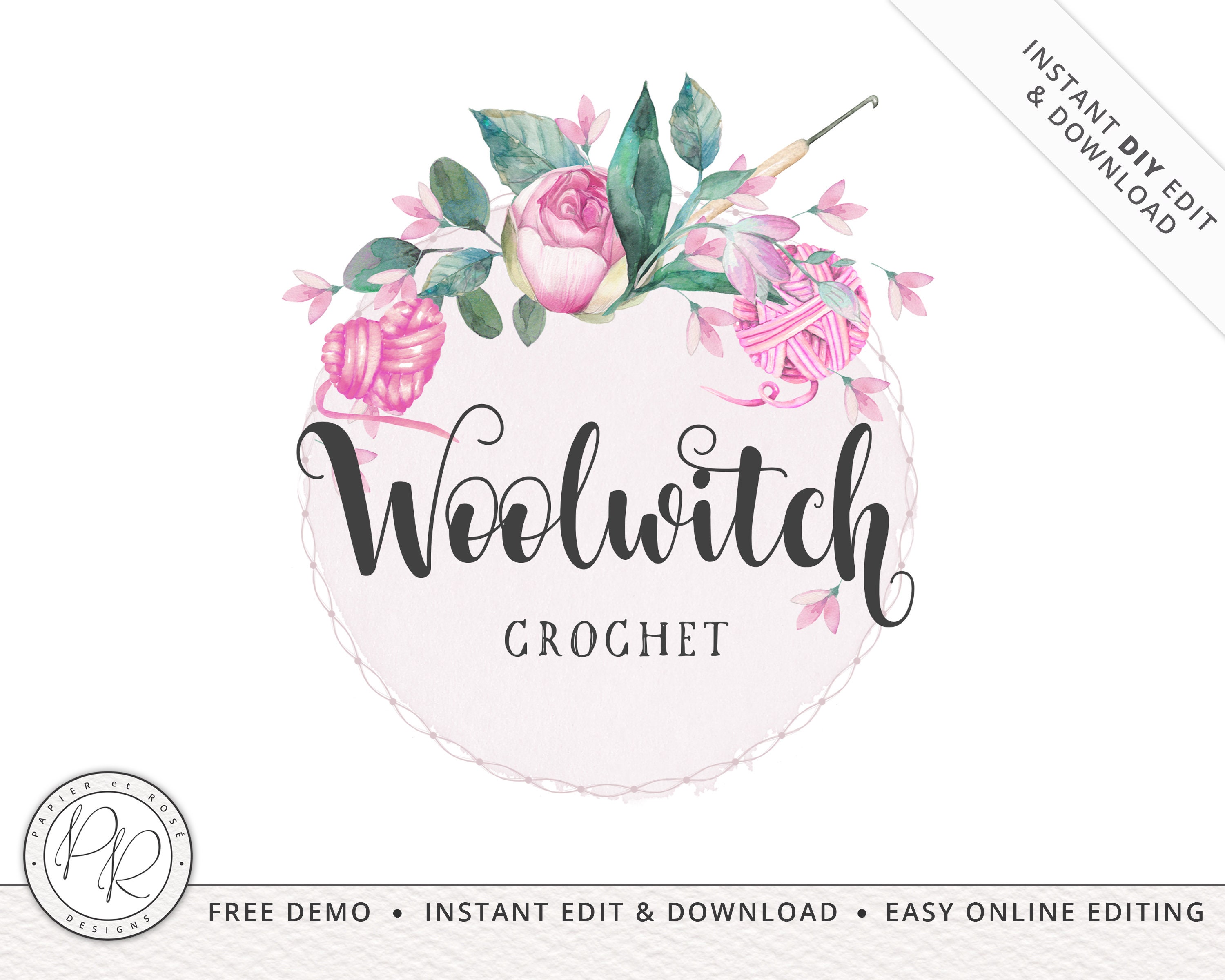 Paper Feminine DIY Instant download Logo Calligraphy Logo Templett Logo ...