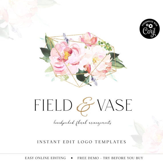 Editable Boho Logo Template DIY Edit Watercolor Floral Logo - Etsy