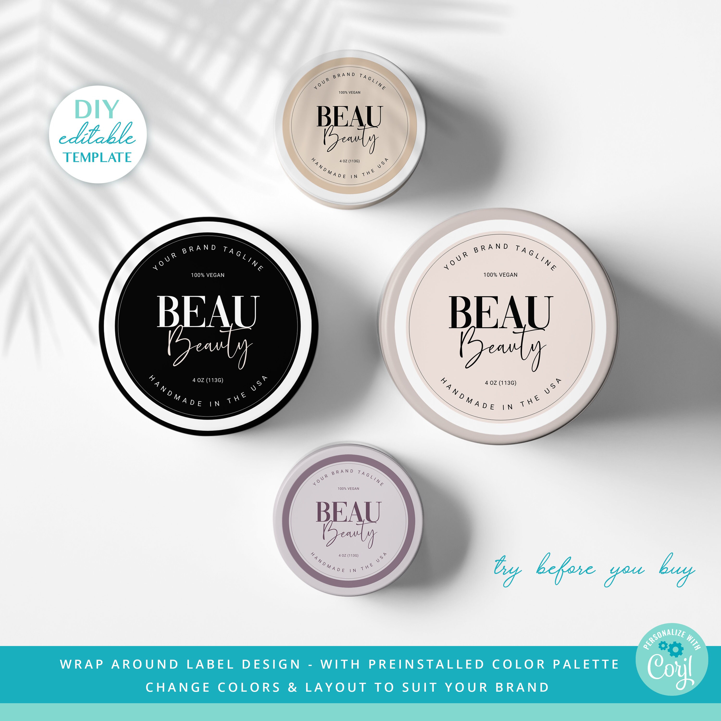 Editable Circle Label Template 3 Sizes Customized DIY | Etsy UK