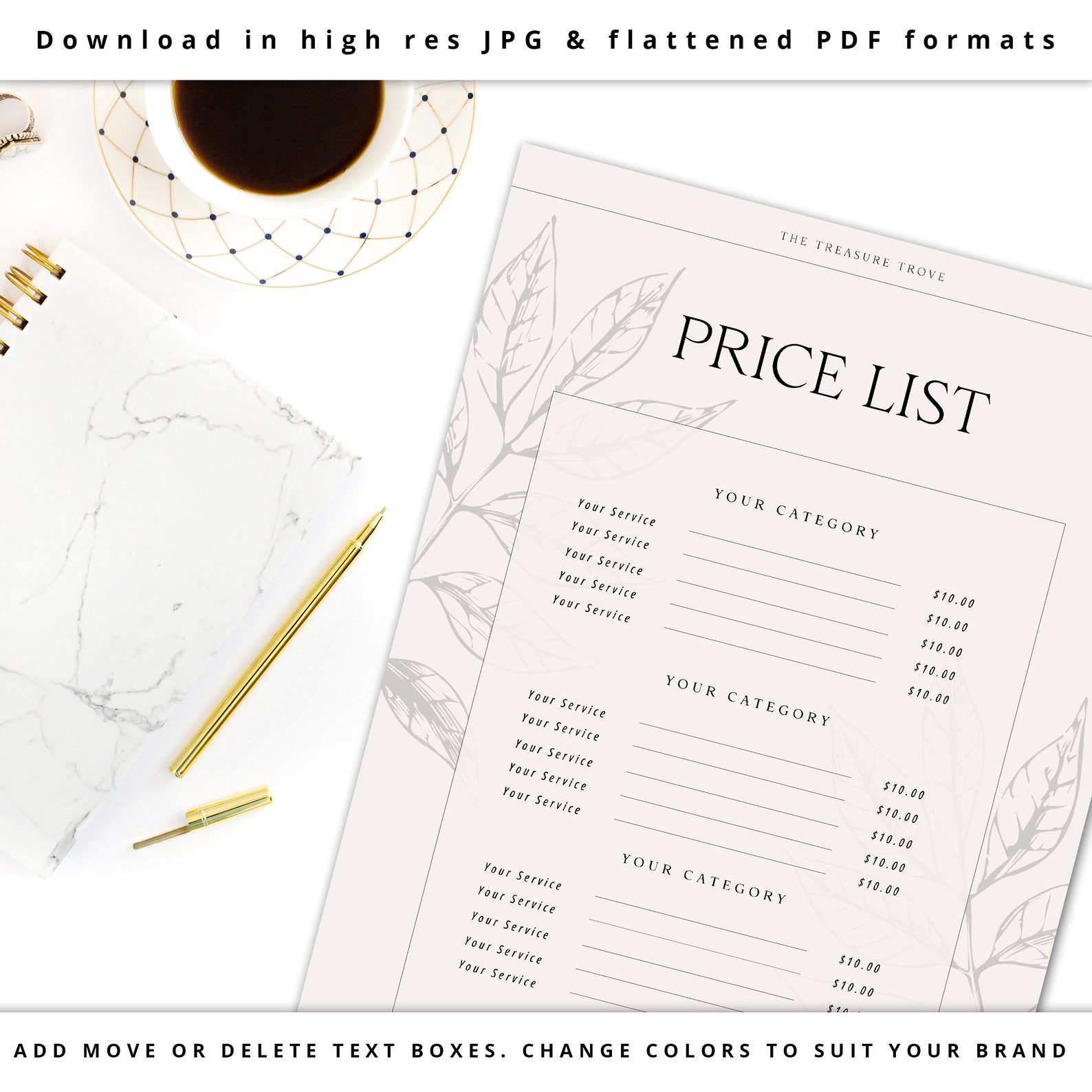 Price List Template Editable Printable Business Minimal Modern | Etsy UK