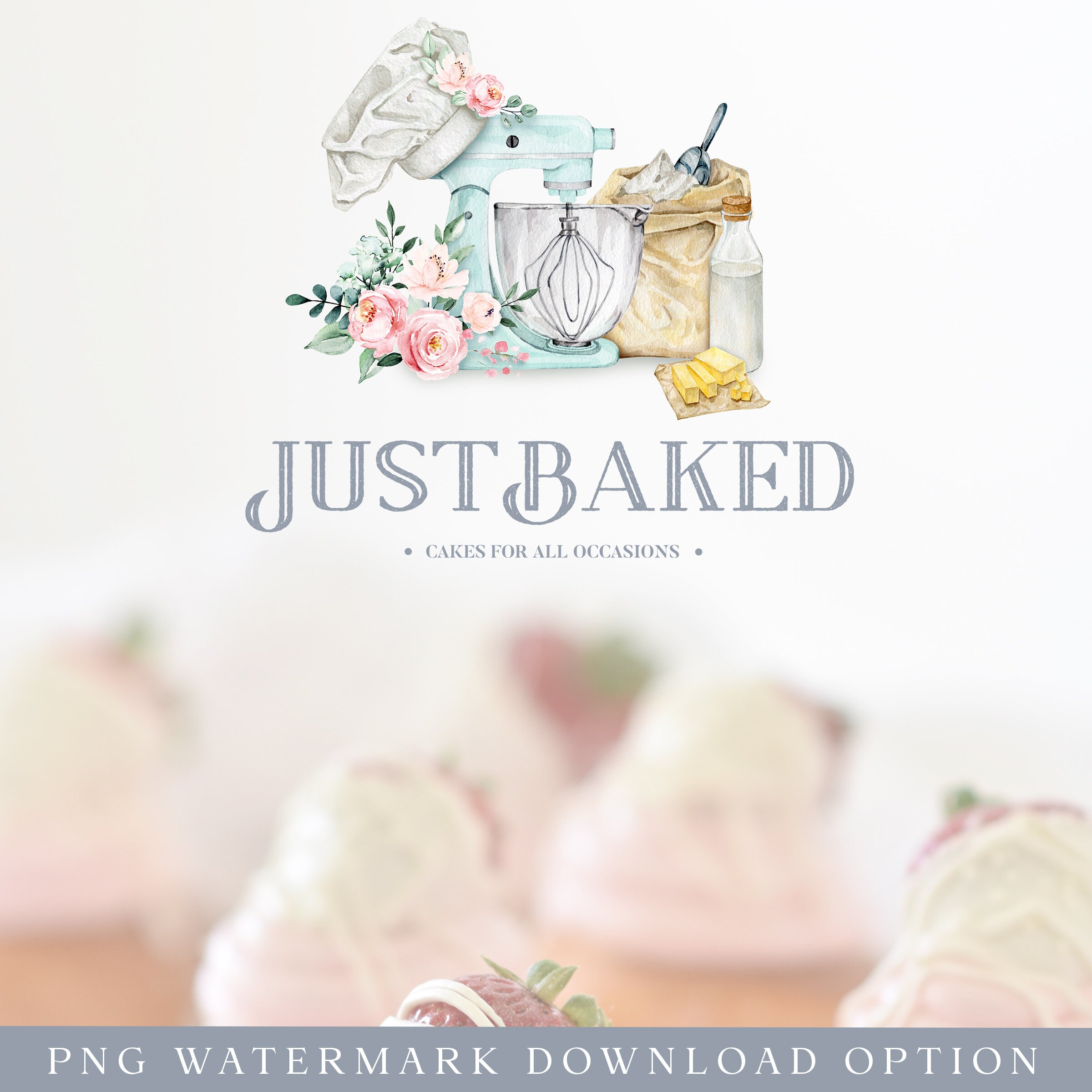 Editable Bakery Logo Template Instant Edit Watercolor Mixer - Etsy UK