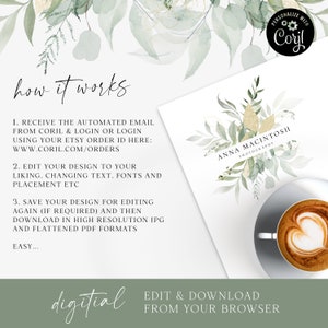 Editable Greenery Logo Template, DIY Edit Instant Watercolor Leaves ...