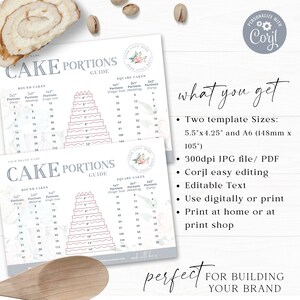 Editable Cake Portions Guide Template, Printable Tiered Cake Serving ...