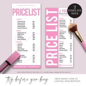 Business Price List Editable Template, 2 Sizes Slimline Price Guide ...