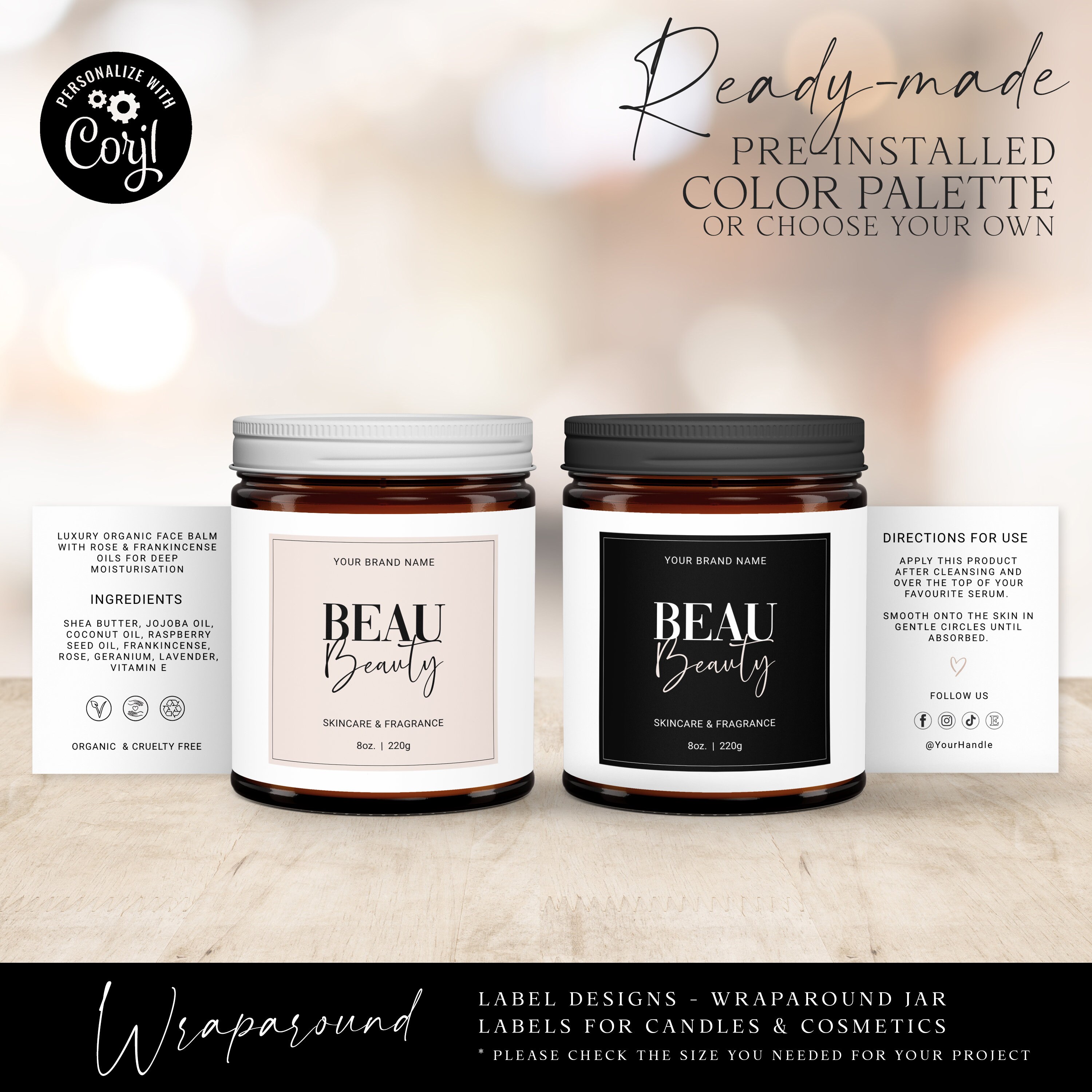 Editable Jar Label Template 4 Sizes Minimalist Premade DIY - Etsy Australia