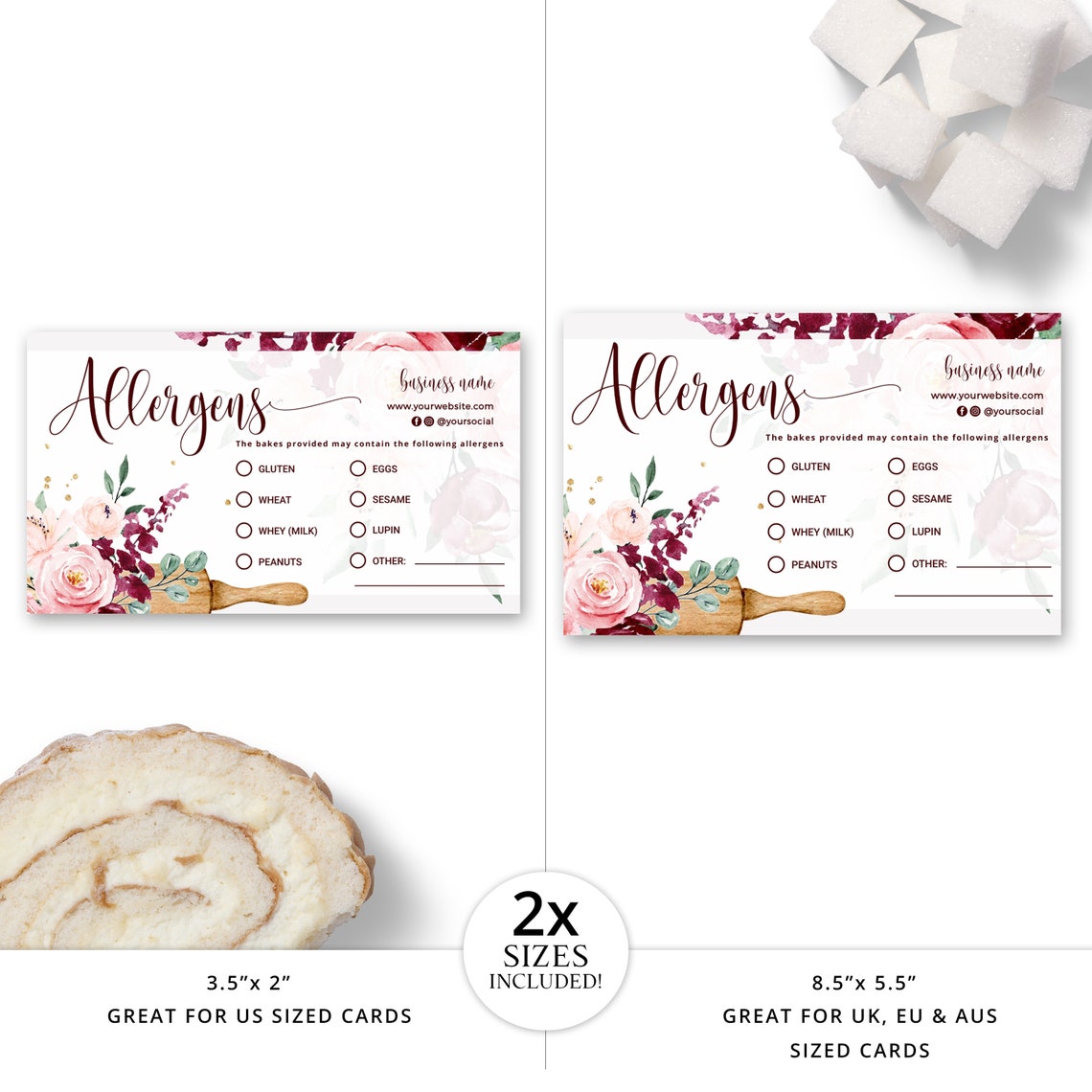 Bakery Allergen Card Editable Template DIY Edit Cake Maker - Etsy UK