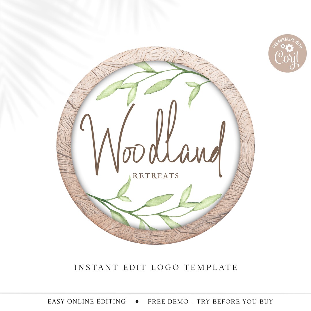 Editable Rustic Logo Template, Editable Wood Affect Circle Stamp ...