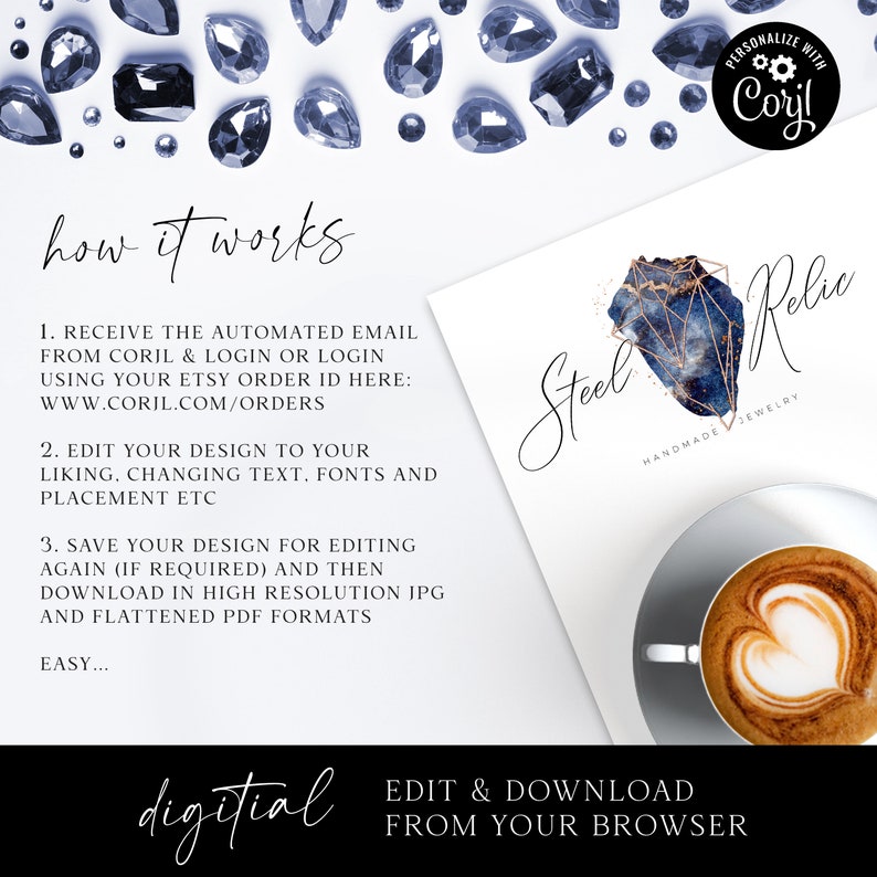 Editable Gemstone Logo Template Bundle DIY Edit Crystal Logo - Etsy