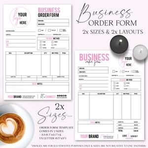 Business Order Form Editable Template, 2 Sizes Minimalist Company ...