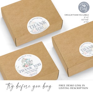 Thank You Label Template 3 Sizes Bakery Editable Cake Thank You ...