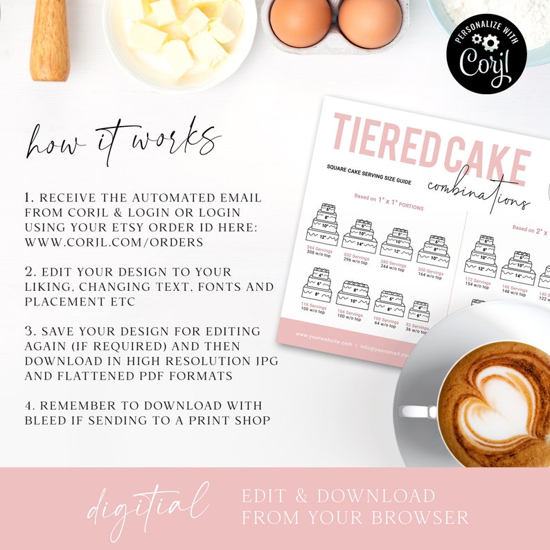 Tiered Cake Combinations Guide Template 2 Sizes Editable - Etsy
