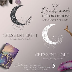 Editable Minimalist Logo Template, Premade DIY Moon Logo, Esoteric ...