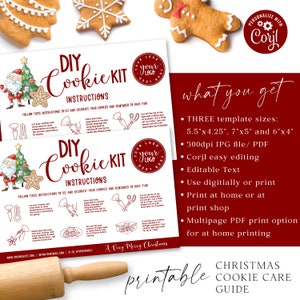 Editable Cookie Kit Instructions Template, (3 Sizes) Printable ...