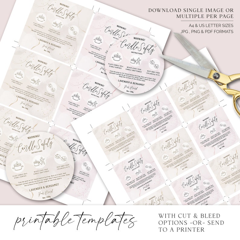 Editable Candle Warning Label Template 3 SIZES DIY Candle - Etsy