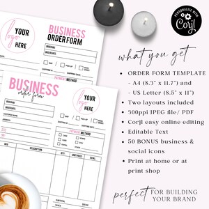 Business Order Form Editable Template, 2 Sizes Minimalist Company ...