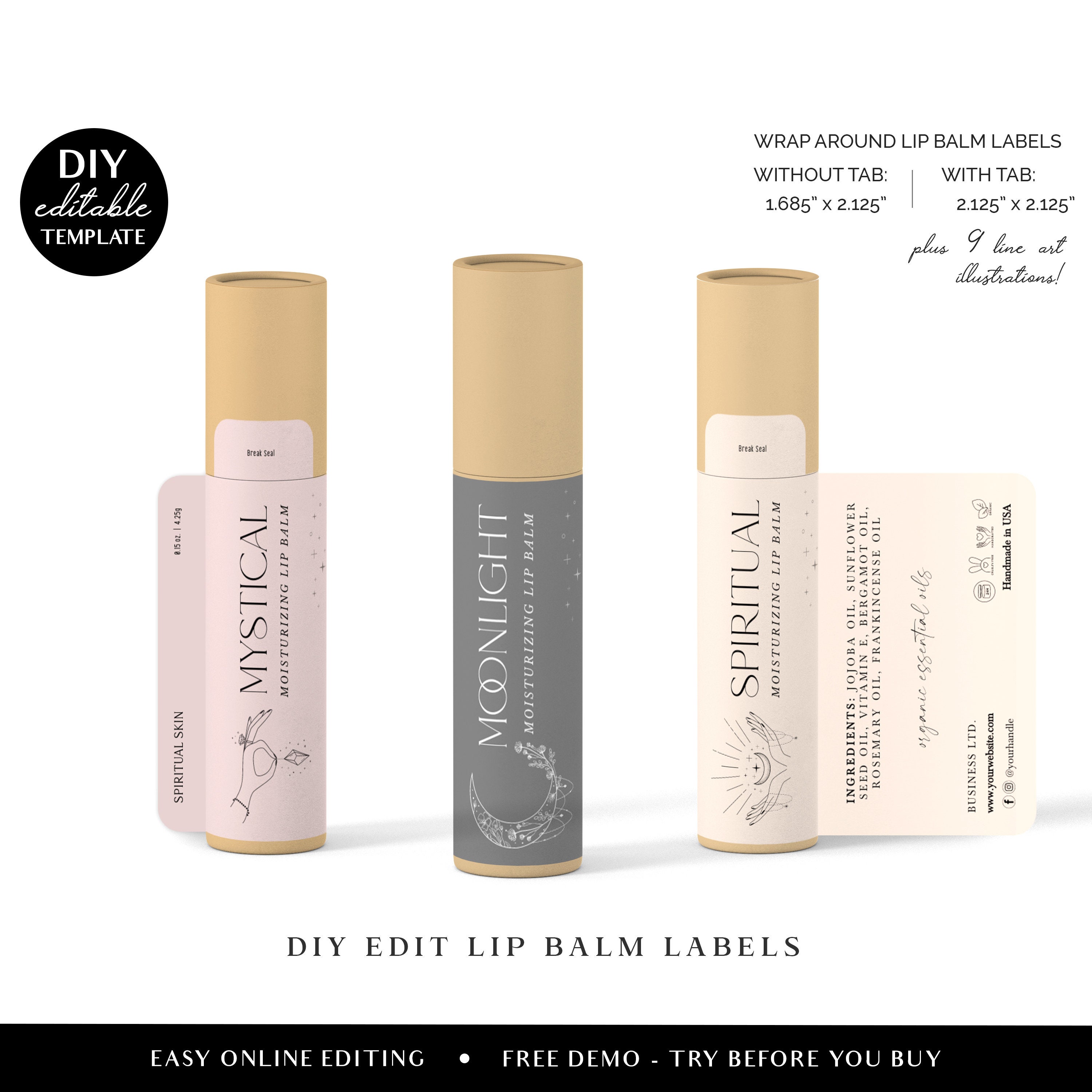 Editable Lip Balm Label Template 2 Sizes Personalised - Etsy Canada