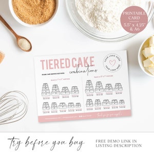 Tiered Cake Combinations Guide Template, (2 Sizes) Editable Tiered Cake ...