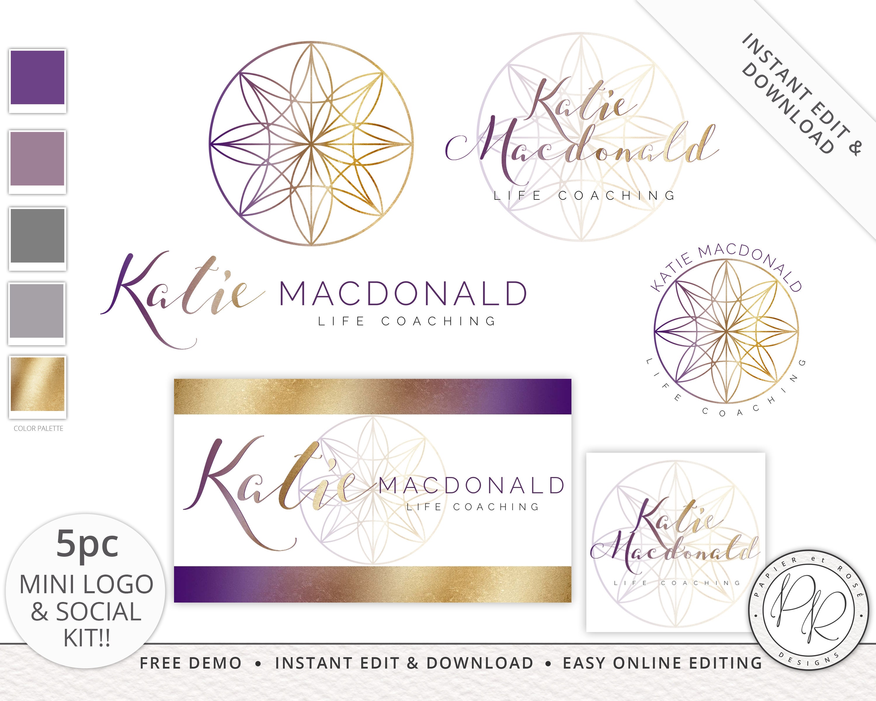 Paper & Party Supplies Paper 5pc Logo Suite & Social INSTANT DOWNLOAD ...