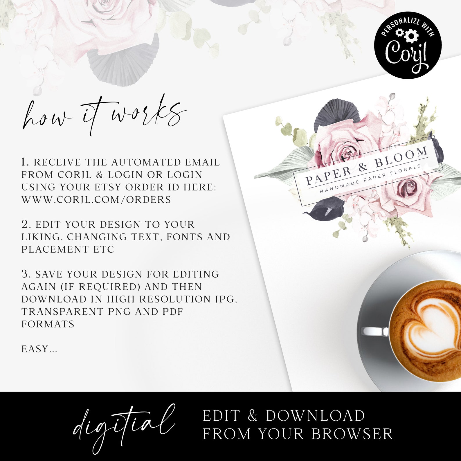 Boho Floral Logo Editable Template DIY Edit Instant - Etsy