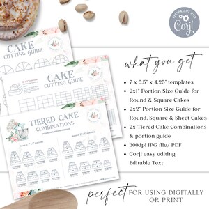 Editable Cake Cutting Guide 7 X Templates Bundle, Printable Wedding ...