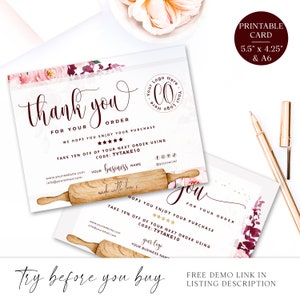 Thank You Card Editable Template, Bakery Thank You Card, Premade Thank ...