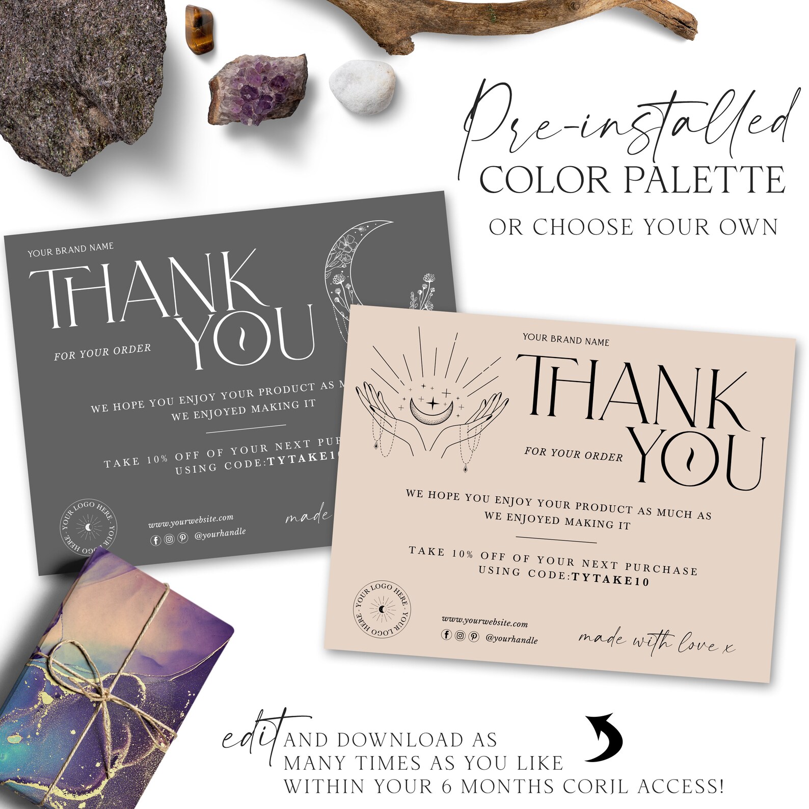 Editable Thank You Card Template DIY Edit Thank You for Your - Etsy