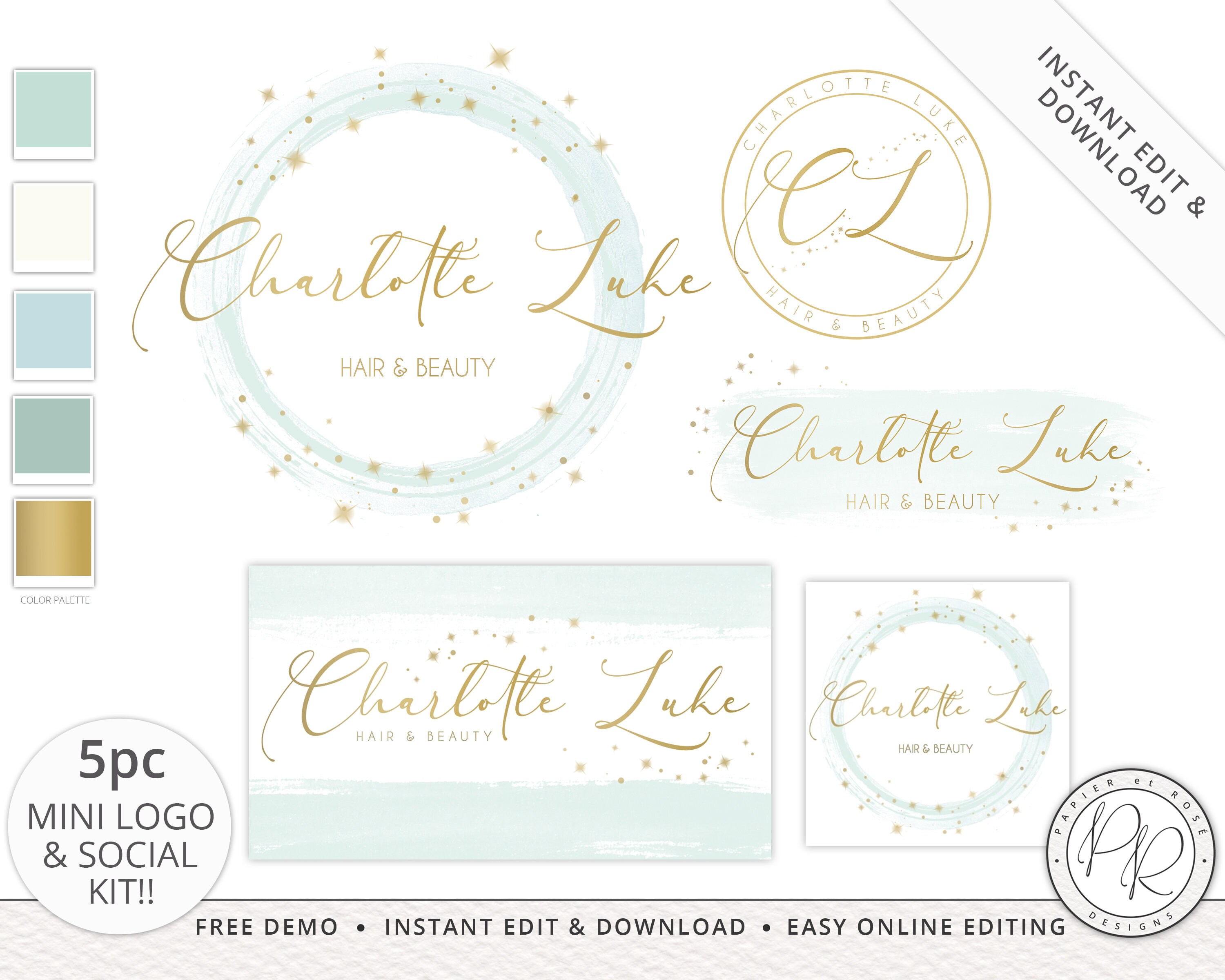 Paper & Party Supplies Paper 5pc Logo Suite & Social INSTANT DOWNLOAD ...
