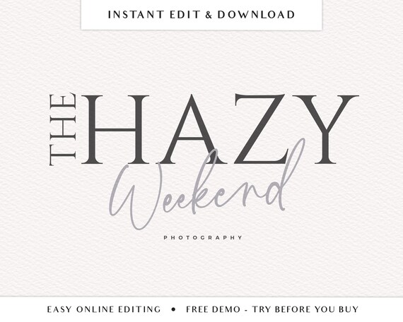 EDITABLE Simple Logo Text Only Photography Watermark Minimal | Etsy