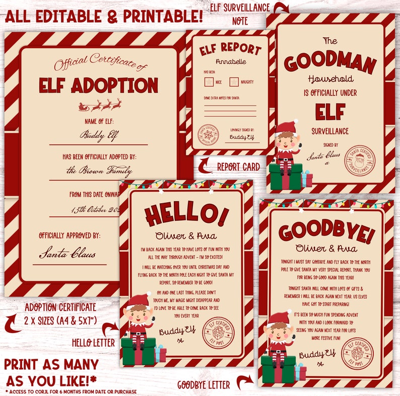 Elf Activity Template Kit Printable Elf Hello Letter Instant - Etsy