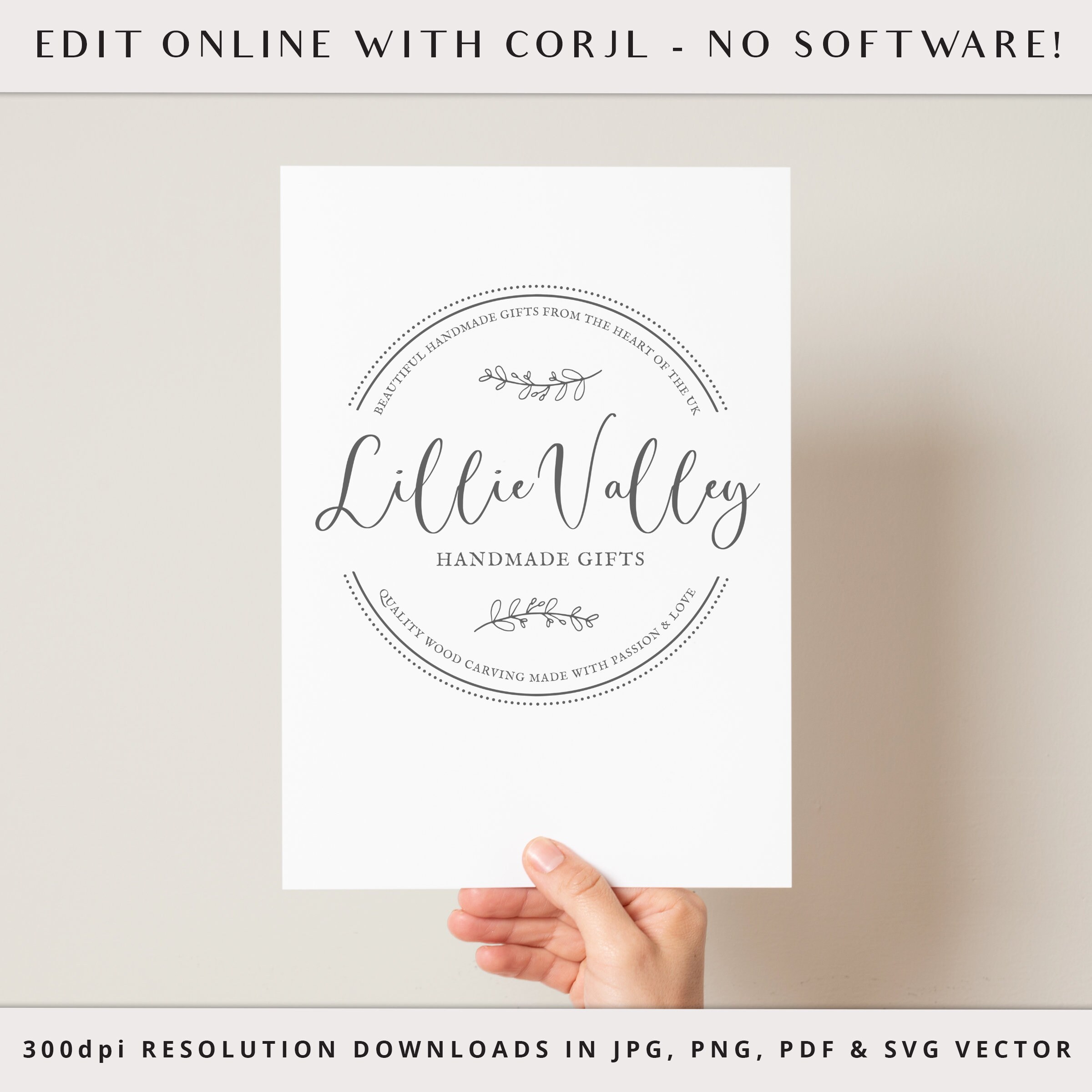 Editable Round Vintage Circular DIY Logo Template - Etsy