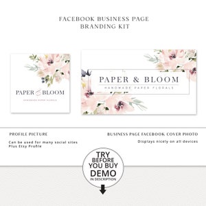 Editable Boho Facebook Cover Template, DIY Edit Watercolor Floral ...