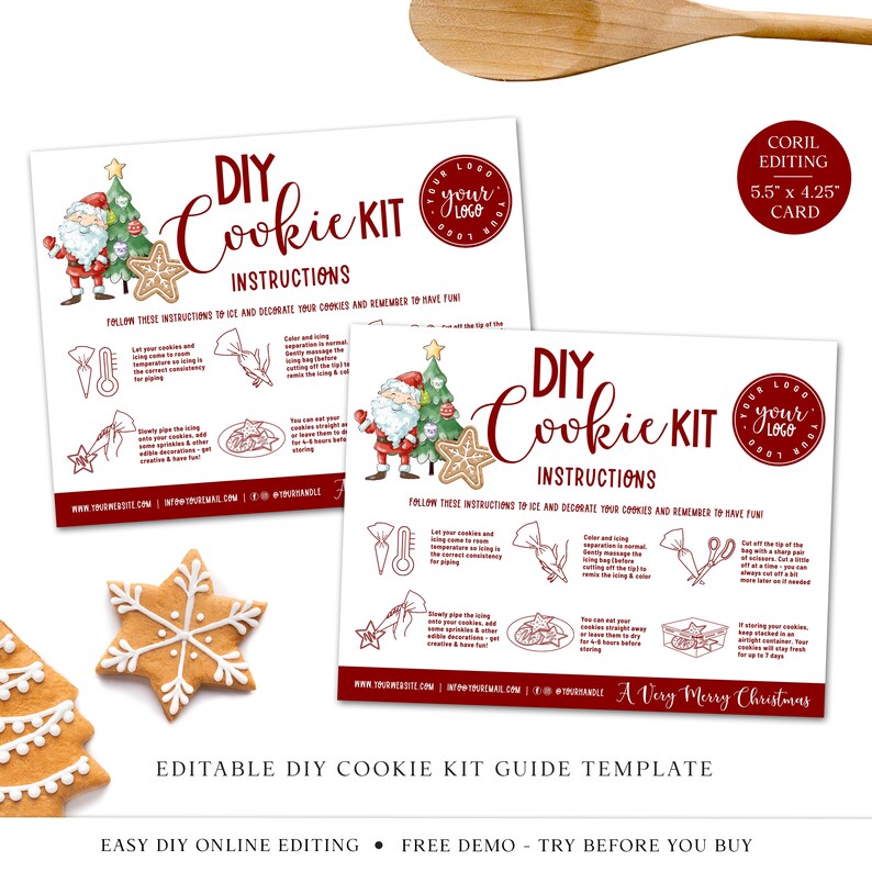 Editable Cookie Kit Instructions Template 3 Sizes Printable - Etsy