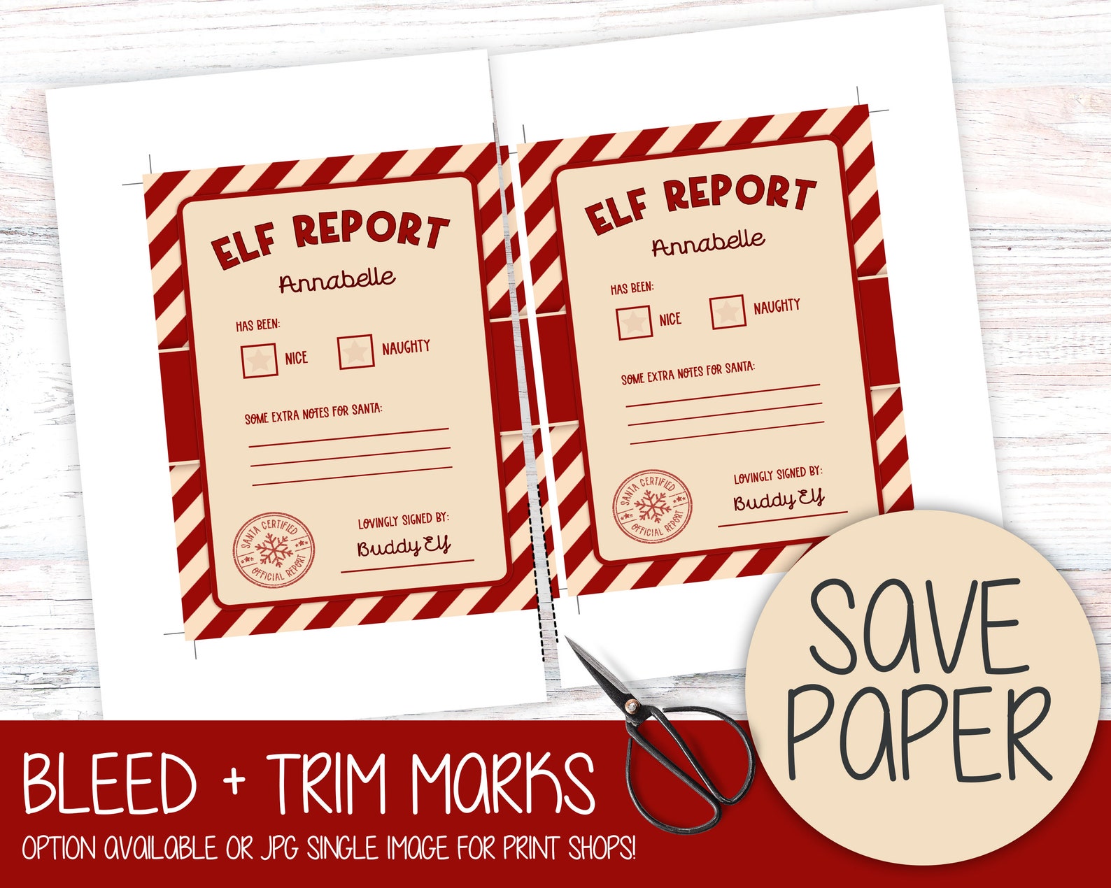 Elf Report Slip Editable Template A6 Instant Download DIY - Etsy