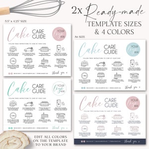 Cake Care Guide Editable Template Printable Cake Care Card - Etsy UK