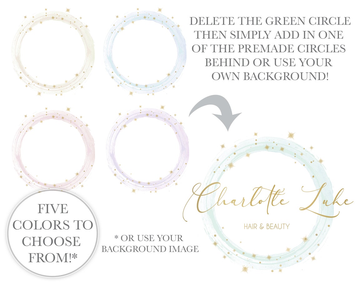 Editable Turquoise and Gold Watercolor Watermark Premade Logo - Etsy