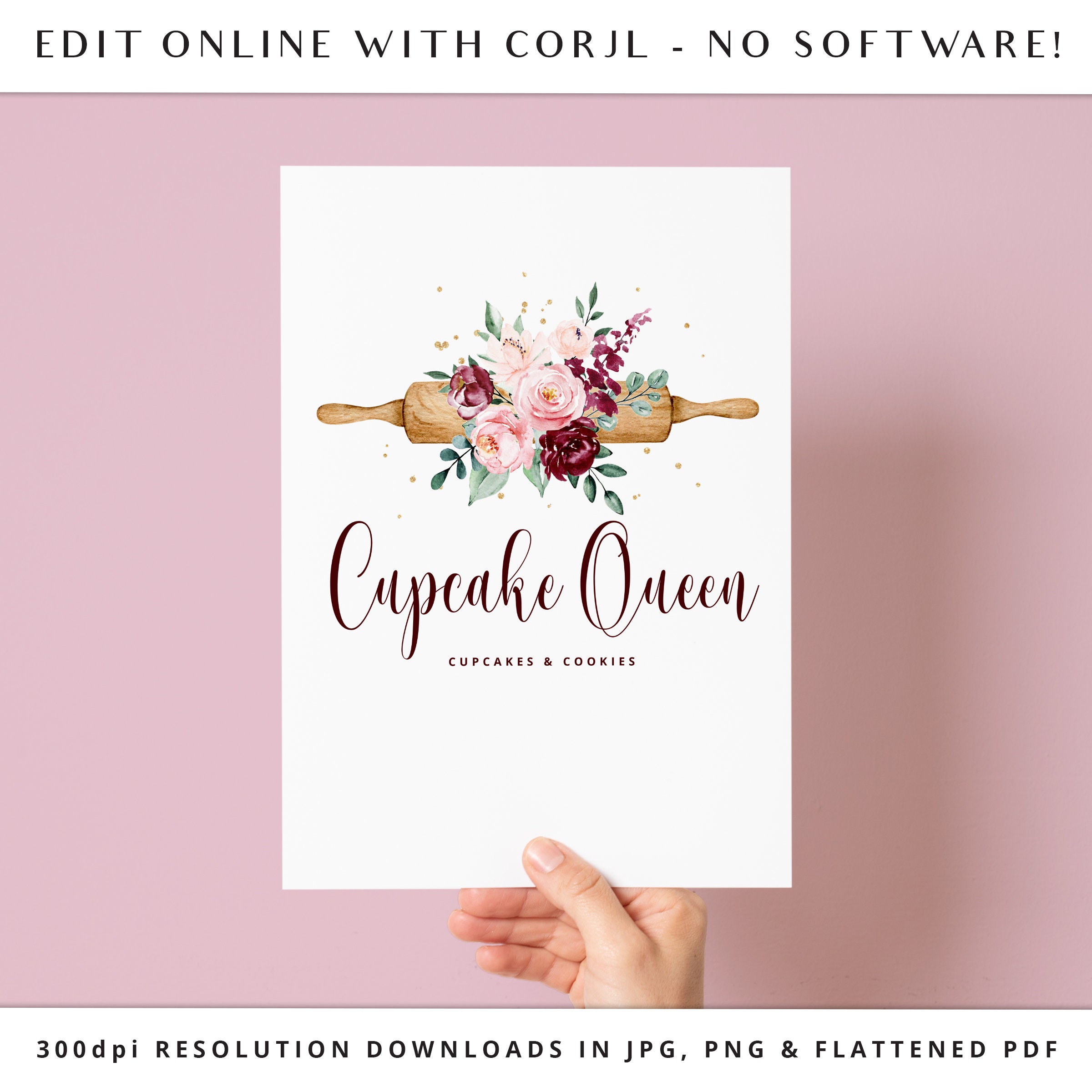 DIY Editable Bakery Logo Template Watercolor Bakery Logo Cake - Etsy UK