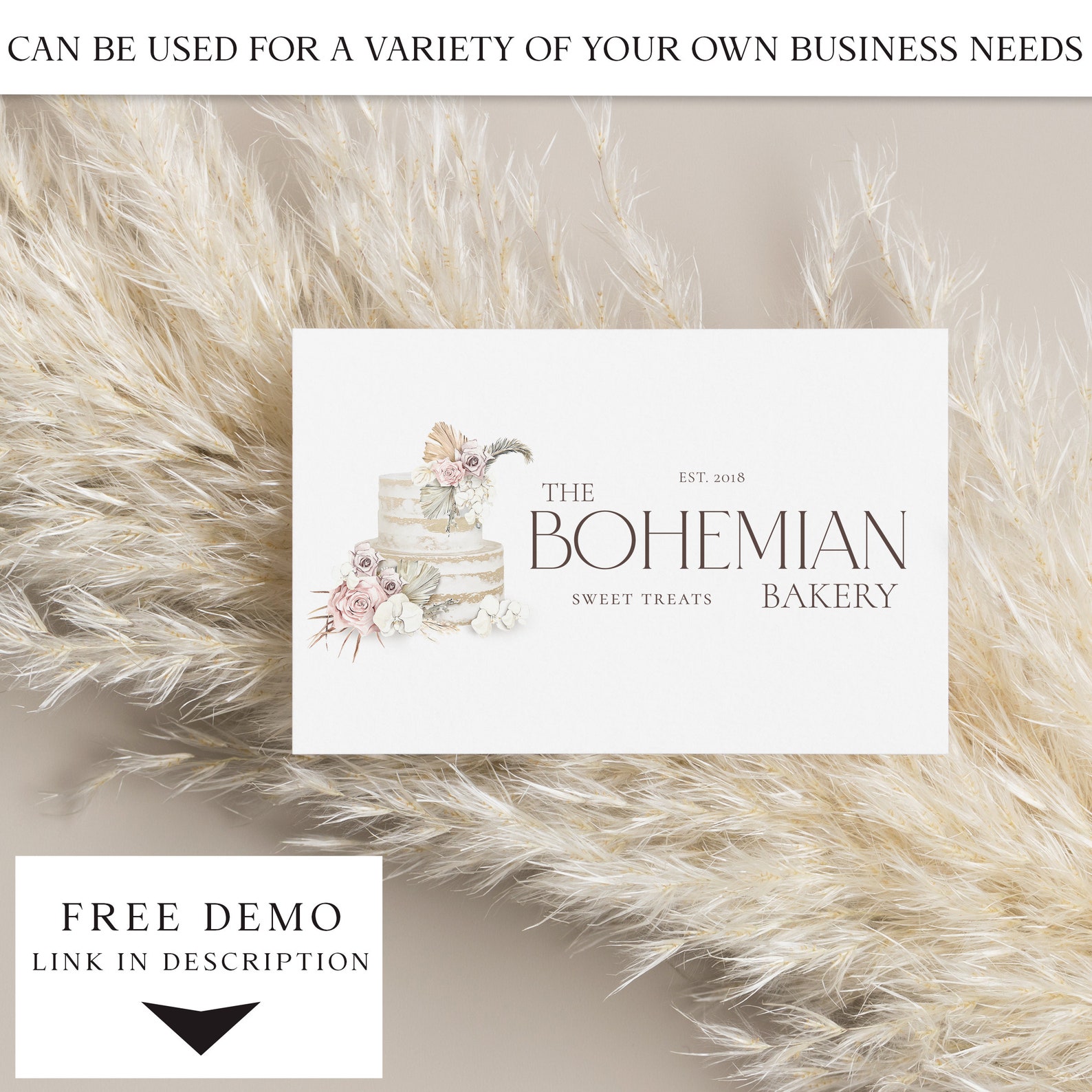 Editable Logo Bundle 3 X Boho Florals Baking Logo Kit - Etsy