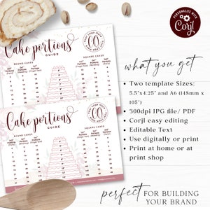 Editable Cake Portions Guide Template, Printable Tiered Cake Serving ...