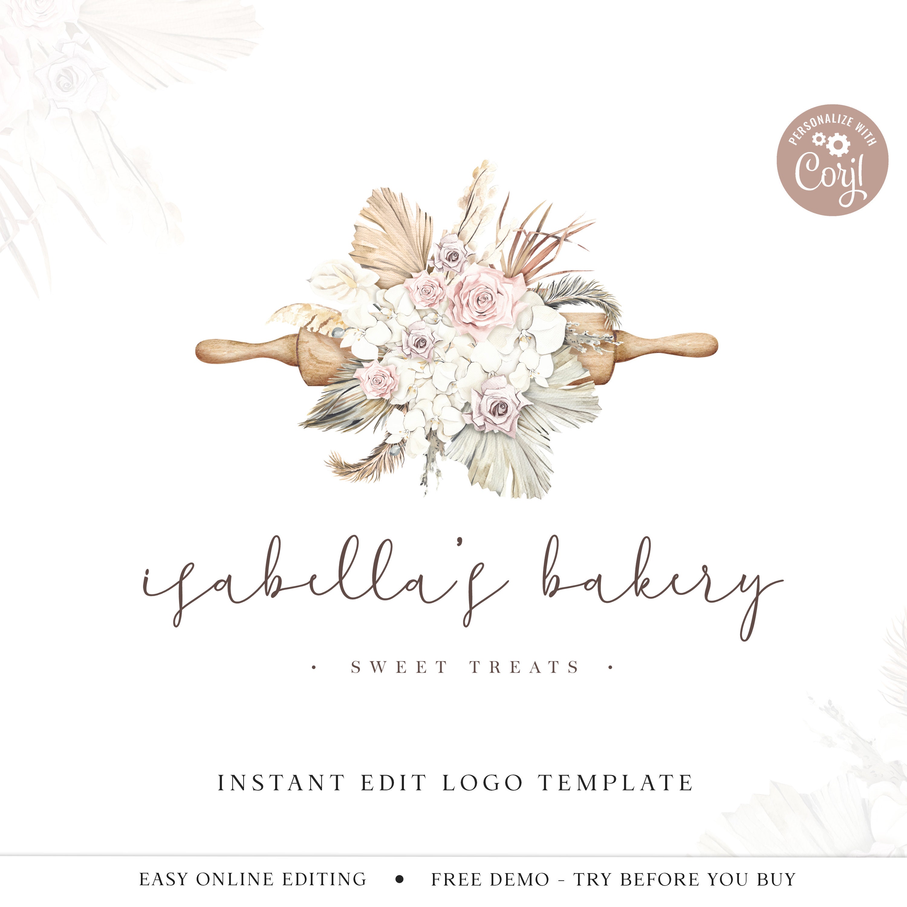 Editable Bakery Logo Template DIY Edit Cake Maker Boho - Etsy Australia