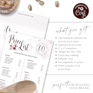 Bakery Price List Template, 5" X 7" Editable Pricing Guide ...