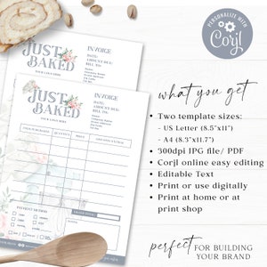 Editable Invoice Template, DIY Edit Business Invoice Form, Printable ...