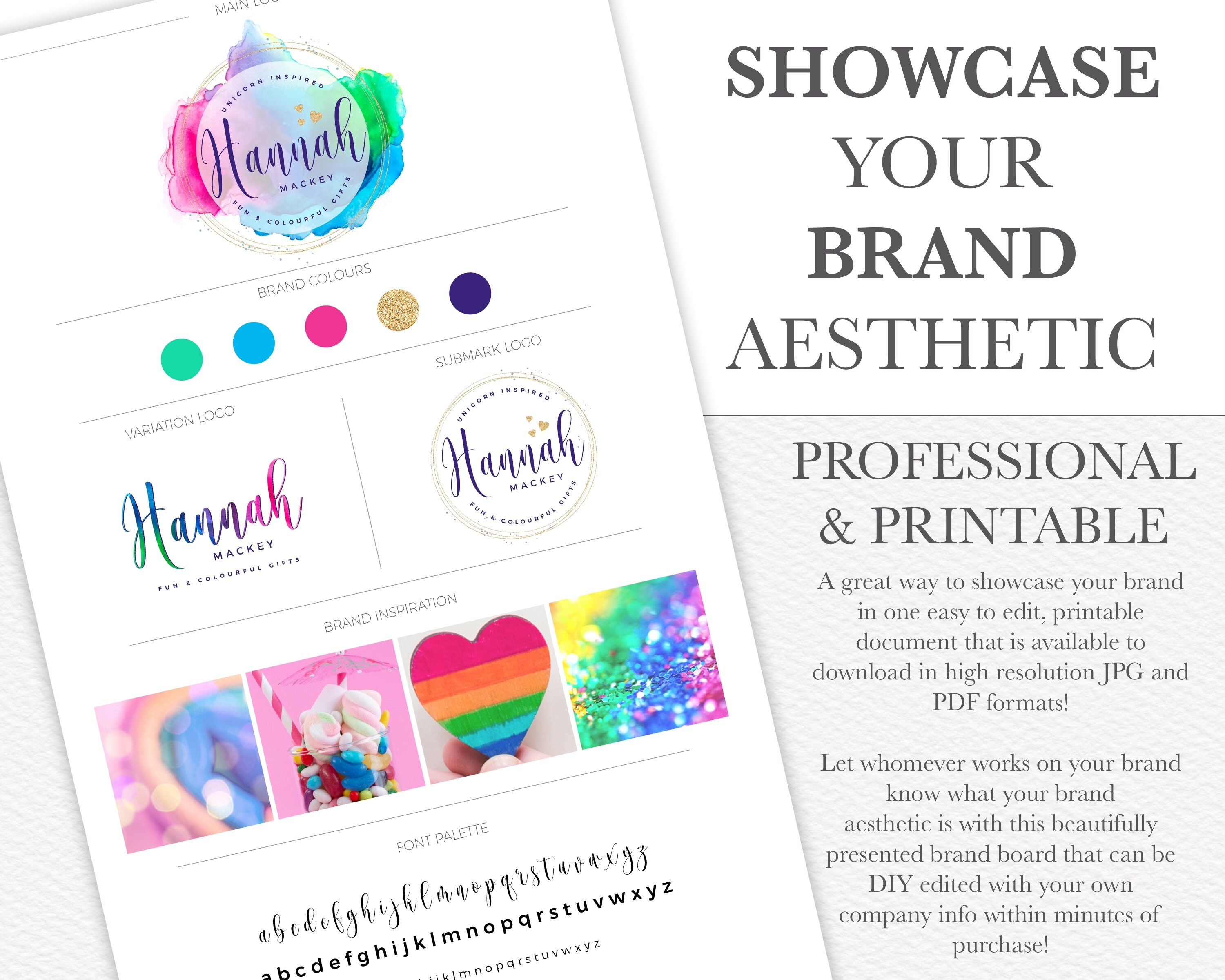 Editable 14pc Full Branding Plus Brand Board Rainbow - Etsy UK