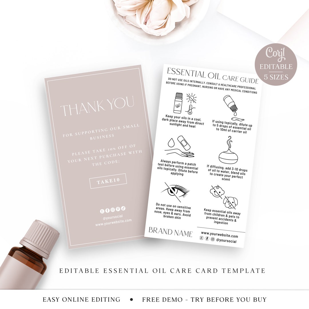 Essential Oil Care Guide Editable Template, Minimalist DIY Edit ...