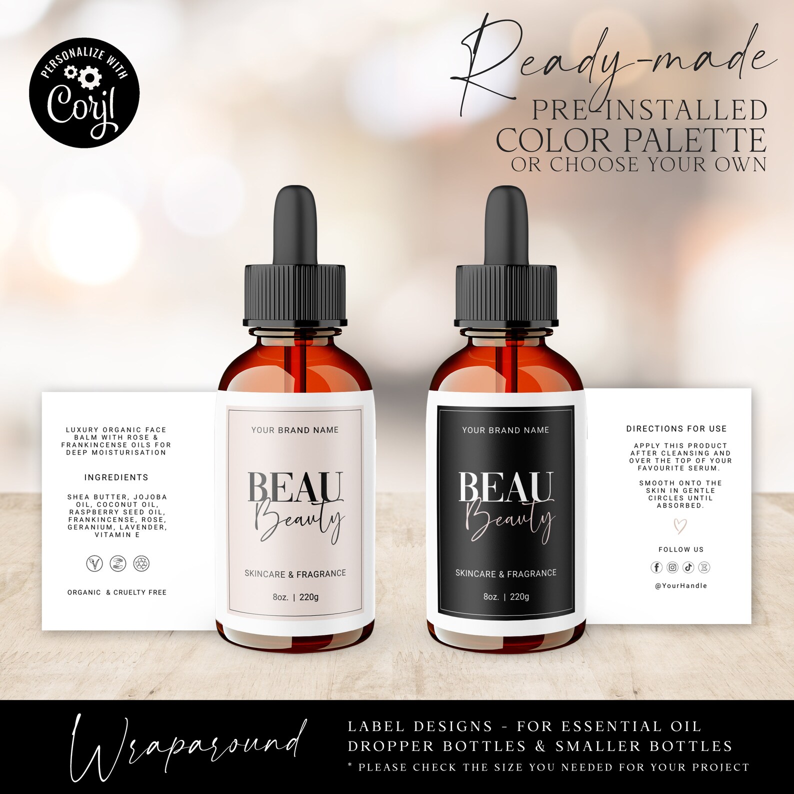 Dropper Bottle Label Template Editable 2 Sizes Premade DIY - Etsy UK