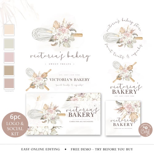 Editable Bakery Branding Bundle 6pc Essential Business Kit - Etsy