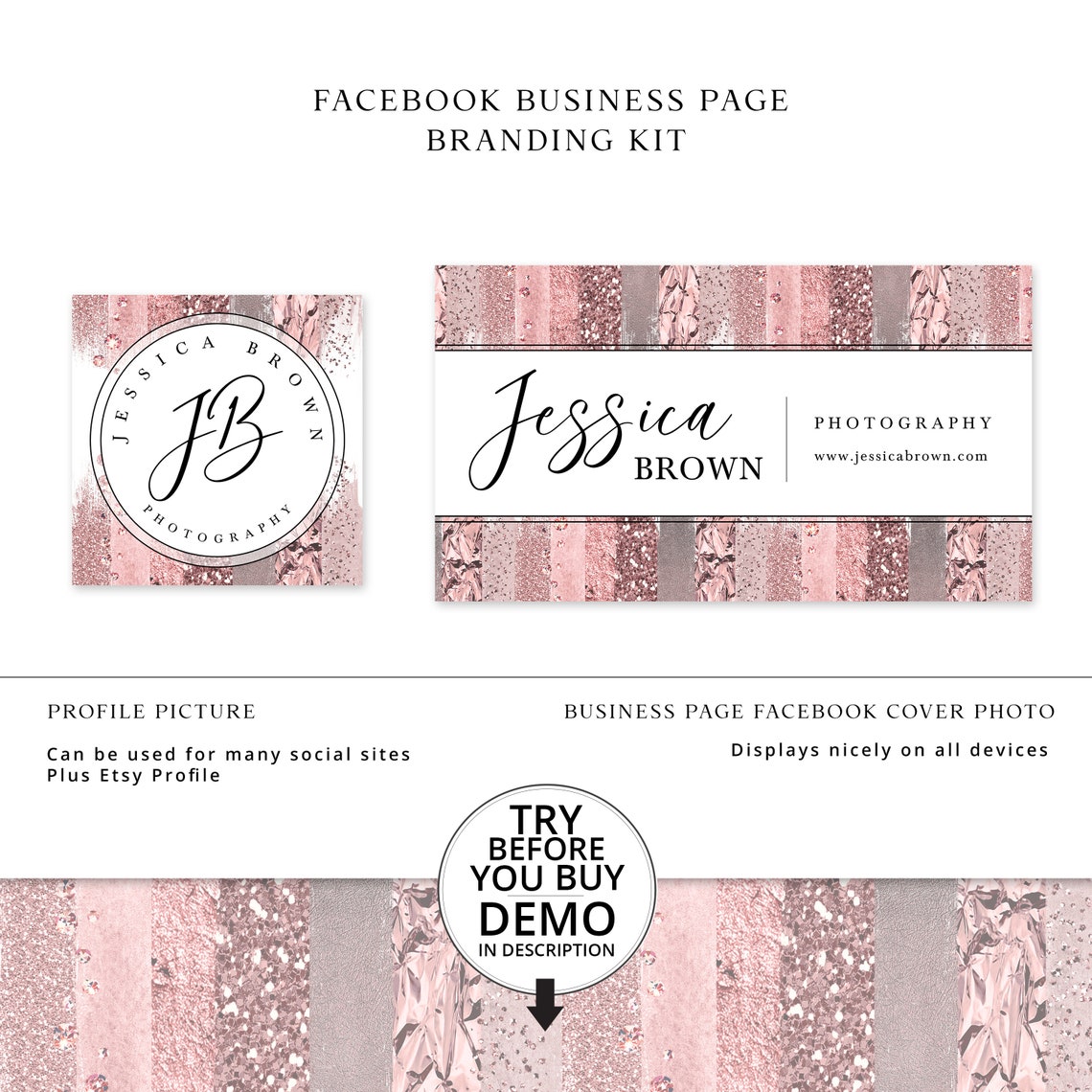 Editable Glitter Facebook Cover Template DIY Edit Beauty - Etsy UK