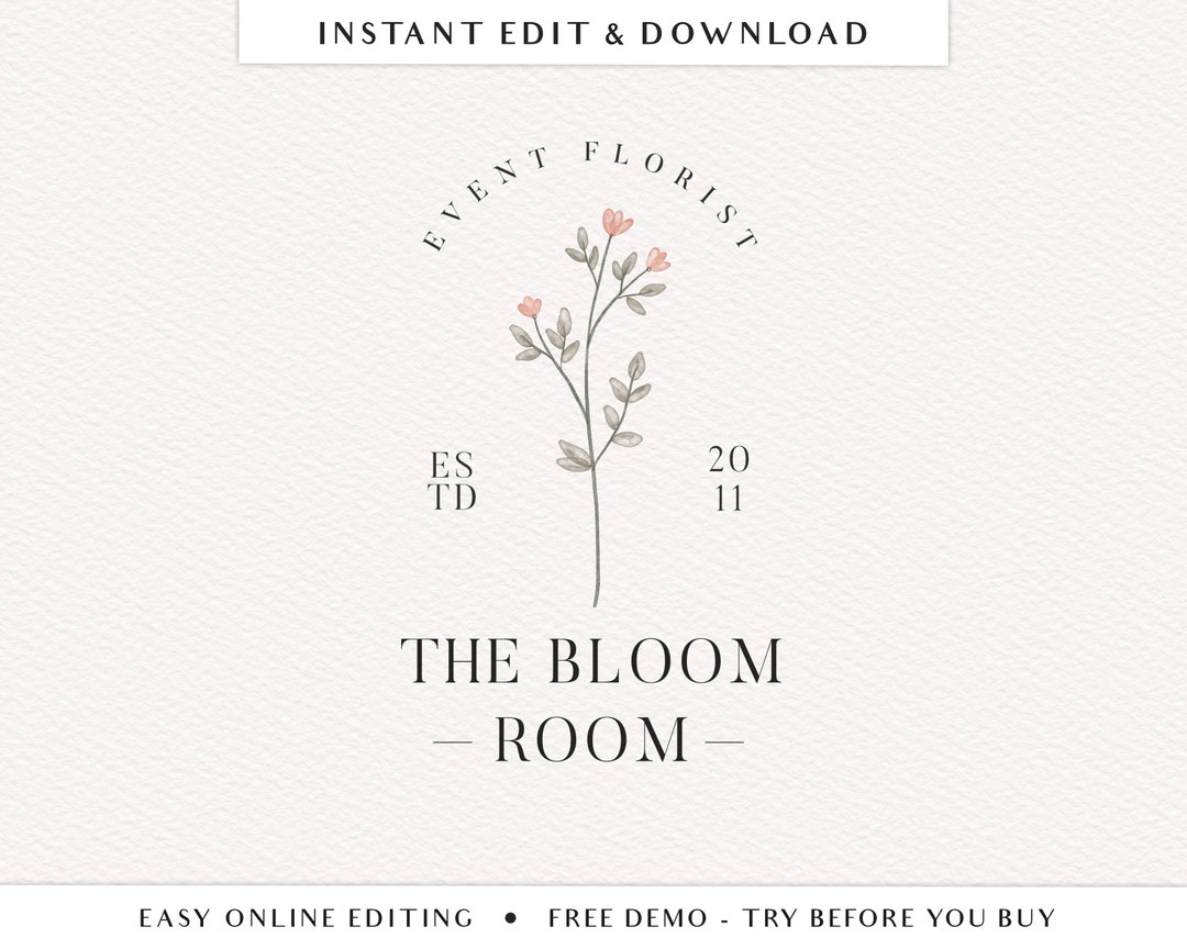 Editable Minimal Logo Flower Florist Photography Simple Logo Design ...