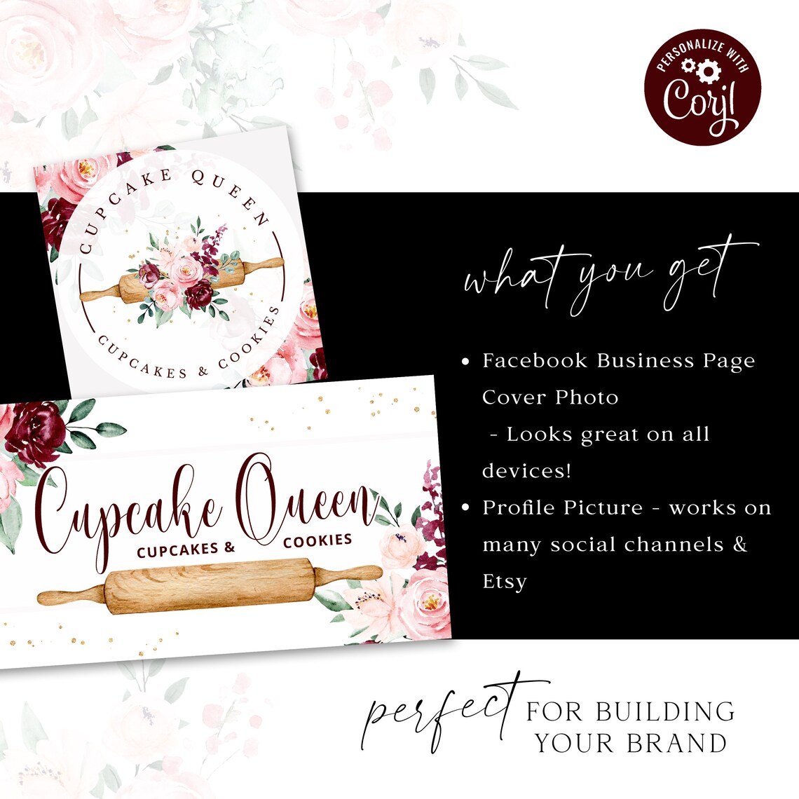 Editable Bakery Facebook Cover Template DIY Edit Watercolor - Etsy