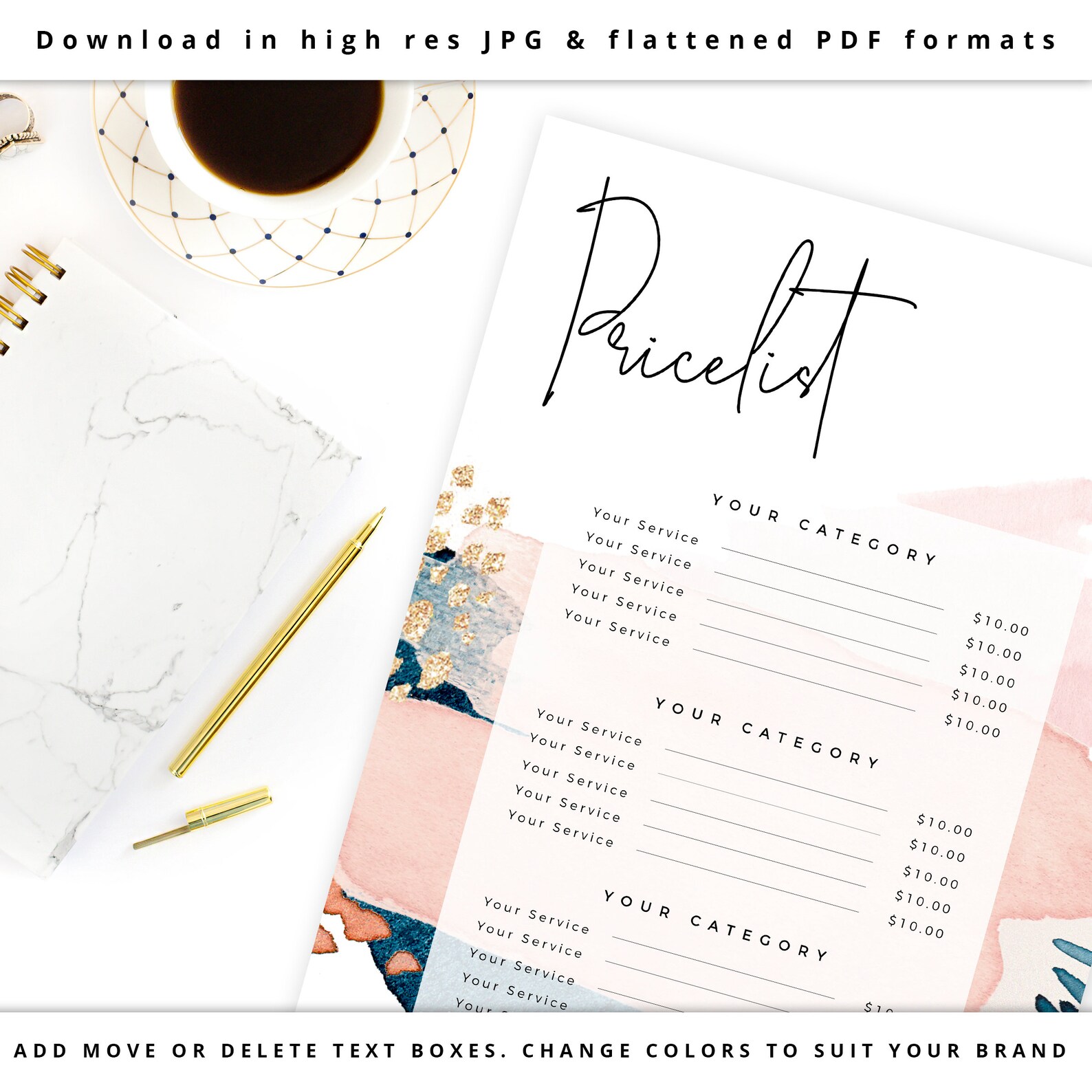 DIY Price List Template Printable Price Guide Editable | Etsy